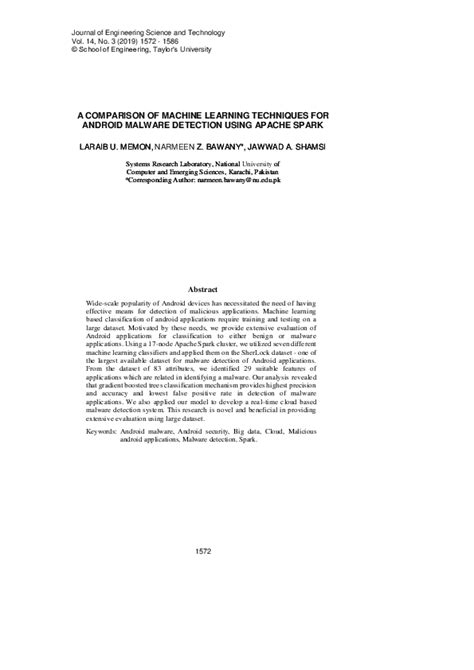 Pdf A Comparison Of Machine Learning Techniques For Android Malware