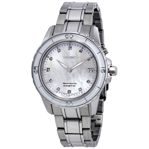 Seiko Sportura Kinetic Mother Of Pearl Stainless Steel Ladies Watch