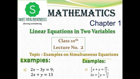 examples on simultaneous linear equations in two variables class