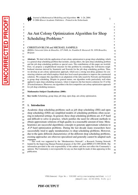 pdf an ant colony optimization algorithm for shop scheduling problems