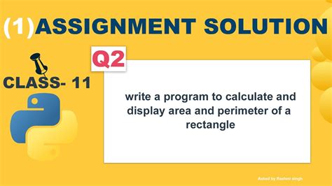 python program to calculate area and perimeter of rectangle youtube