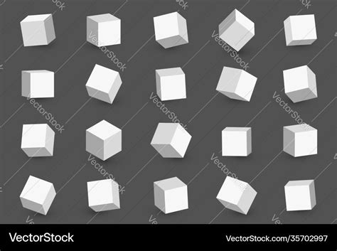 3d Cubes In Different Perspective Angles Vector Image