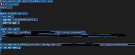 i am trying to read a parquet file stored in azure data lake gen 2 from