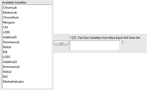 qtl test size variables from base input sas data set