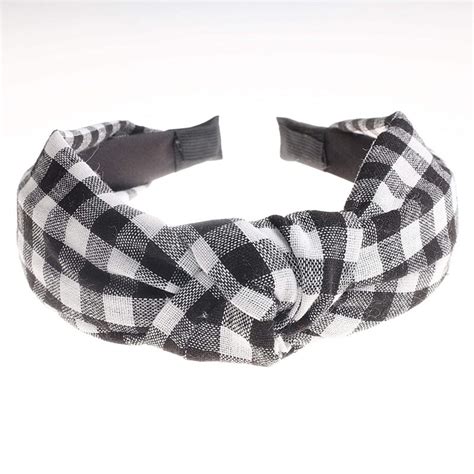 Multicolored Buffalo Plaid Headband Set With Bows