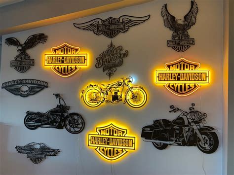 Harley Davidson Metal Led Wall Sign Harley Davidson Led Etsy