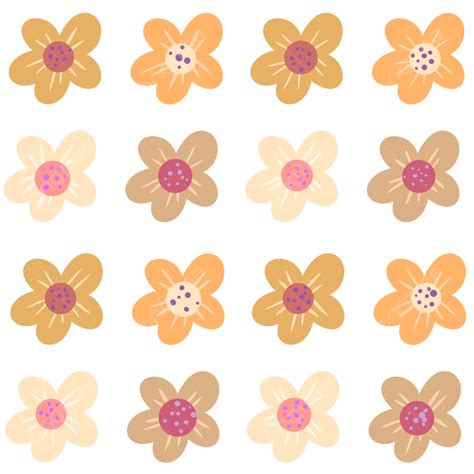 Flores Felices De Patrones Sin Fisuras Amarillo Verano Estética Png