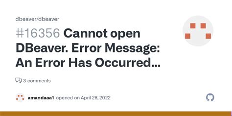 cannot open dbeaver error message an error has occurred see the log