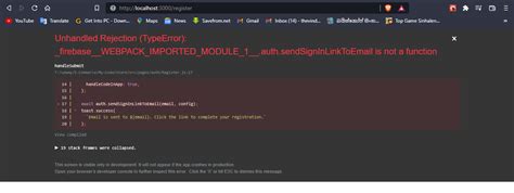javascript firebase ndsigninlinktoemail method is not working