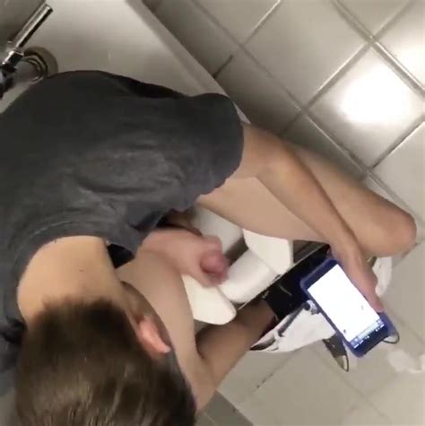 Niceee Hung Guy Caught Jerking In Bathroom…