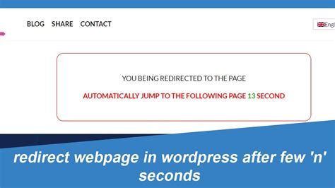 url redirect webpage in wordpress after few n seconds with countdown