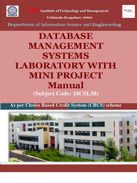 Database Management Systems Laboratory With Mini Project Manual Pdf