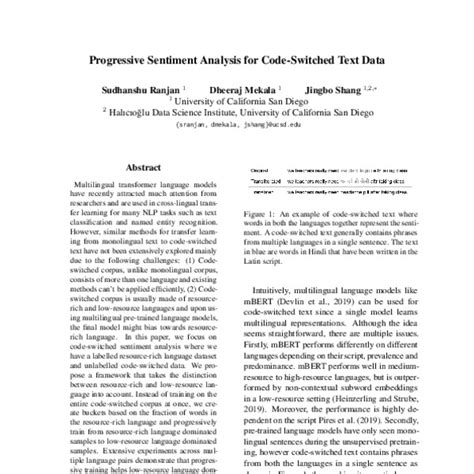 Progressive Sentiment Analysis For Code Switched Text Data Acl Anthology
