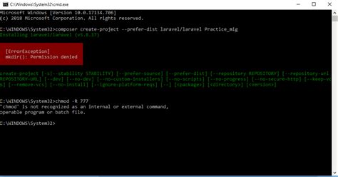laravel my composer give me mkdir permission denied exception