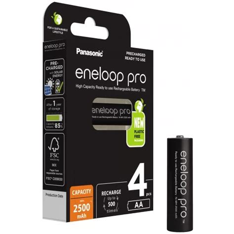 4 Pilhas Aa Recarregáveis Da Panasonic Eneloop Pro 500 Recargas