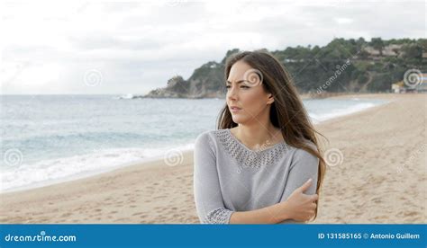 Worried Woman Walking Alone On The Beach Stock Video Video Of Alone