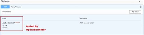 jwt authorization in swagger using operationfilter in asp core