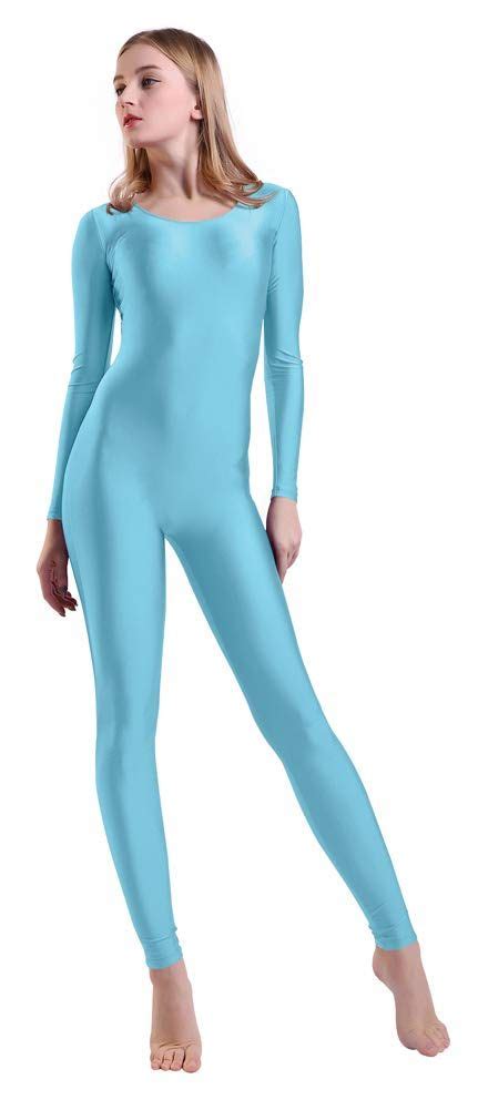Kepblom Womens Long Sleeve Scoop Neck Unitard Spandex Bodysuit For