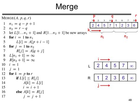 error when trying to implement merge algorithm merging to sorted lists