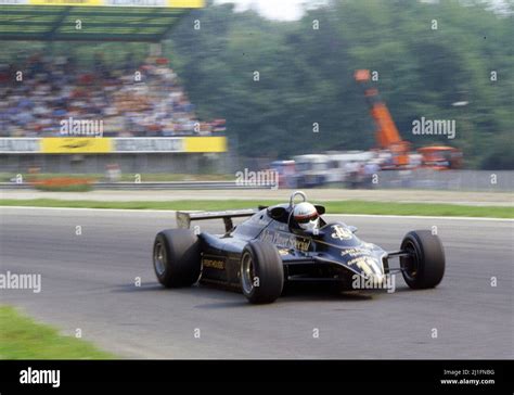 Elio De Angelis Ita Lotus 91 Ford Cosworth At Parabolica Corner Stock