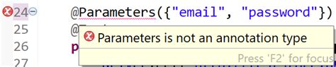 java unable to import the org testng annotations parameters in