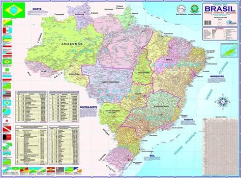Mapa Brasil Politico Rodoviário 120 X 90 Cm Atualizado Mercadolivre