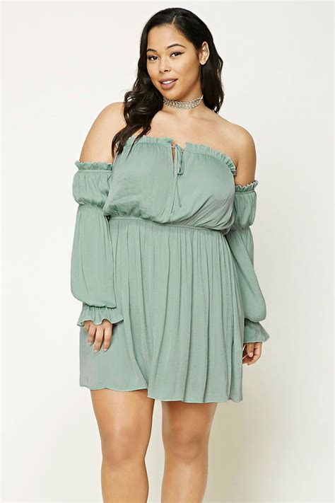 Forever 21 A Satin Woven Dress Featuring An Elasticized Off The