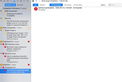 swift xcode build errors after pod update stack overflow