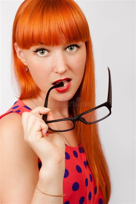 Funny Red Haired Girl In Glasses Stock Image Image Of Caucasian