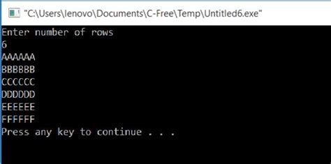 all c programs program 44 alphabetical pattern 3