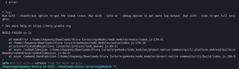 [bug] erro para executar o emulador react native utilizando e