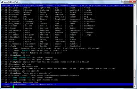 irssi is a command line irc chat program can be used via ssh ye
