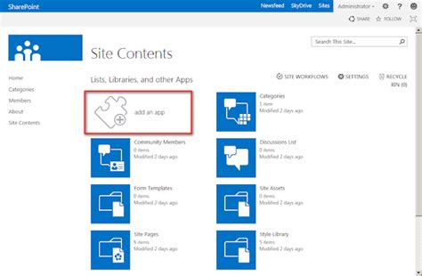sharepoint 2013 preview site contents