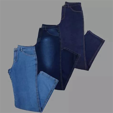 Kit 3 Calças Jeans Masculina Tradicional Elastano Premium