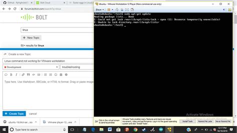 linux command not working for vmware workstation development bolt forum