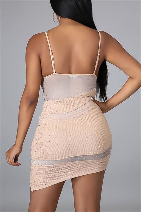 Wholesale Black Sexy Patchwork Hot Drilling See Through Backless V Neck