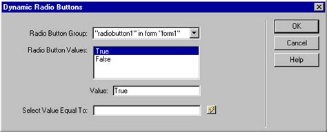 macromedia checkbox dynamic form insert radio button server