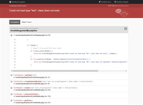 [résolu] symfony 4 erreur could not load type text could not load