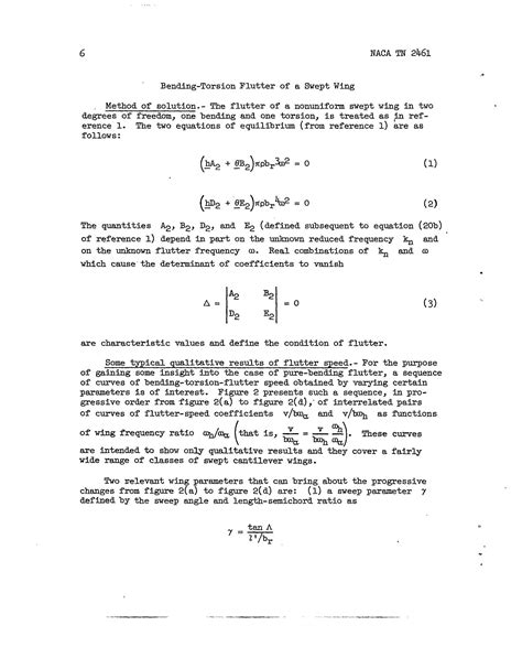 analysis of pure bending flutter of a cantilever swept wing and its