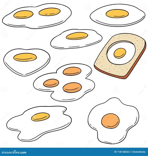 Vector Set Of Fried Egg Stock Vector Illustration Of Draw 118138262