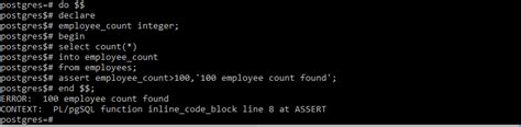 postgresql assert geeksforgeeks