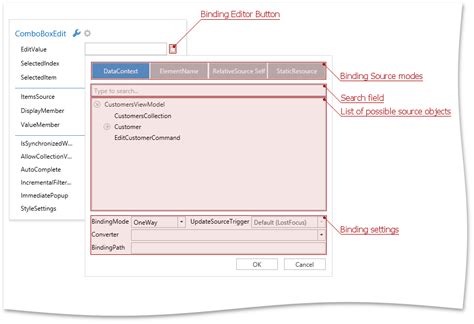 binding editor dialog wpf controls devexpress