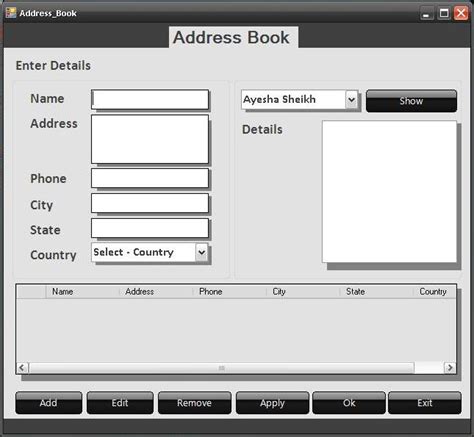address book free source code projects and tutorials