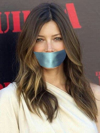 Jessica Biel Her Mouth Taped Shut Bound Gagged Bondage Tied Up Close