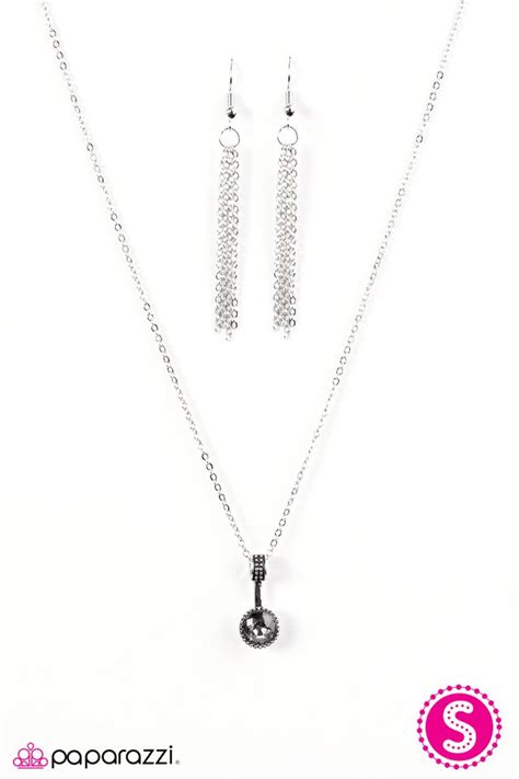 Paparazzi Spark In The Dark Silver Necklace And Earring Set