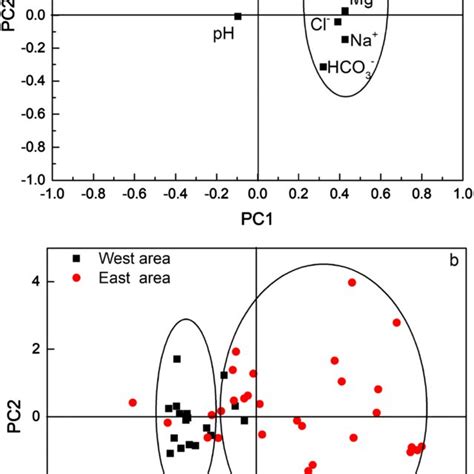 Pca Plots A Variable Loadings For The First Two Components B Scores