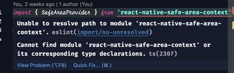 unable to resolve path to module react native safe area context