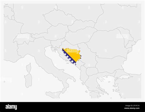 Mapa De Bosnia Y Herzegovina Resaltado En Los Colores De La Bandera De