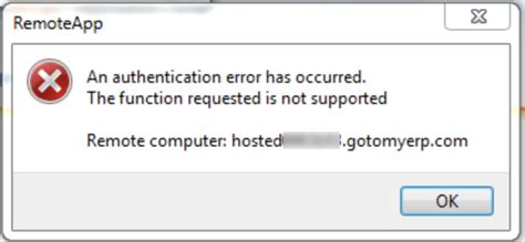 receiving message an authentication error has occurred