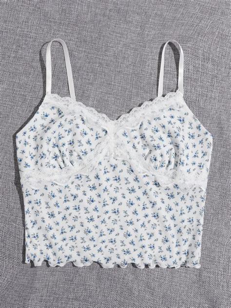 Shein Lace Trim Ditsy Floral Cami Top Shein Usa